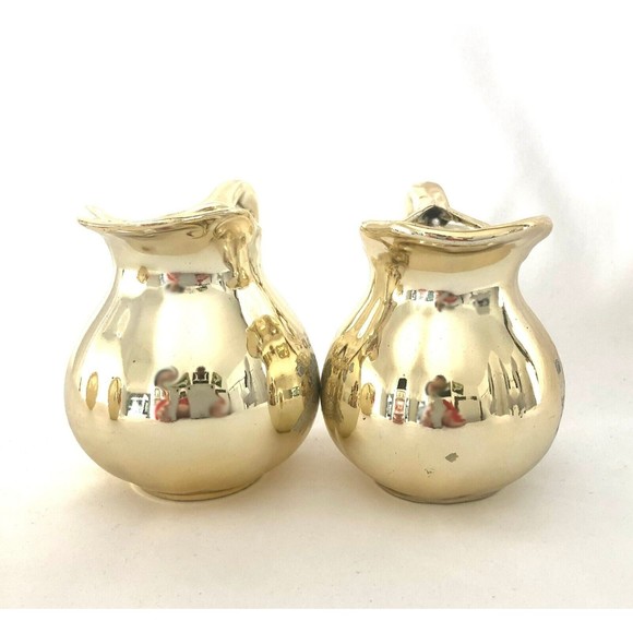 unknown | Dining | Vintage Gold Gilded Porcelain 2 Pitchers Creamers ...